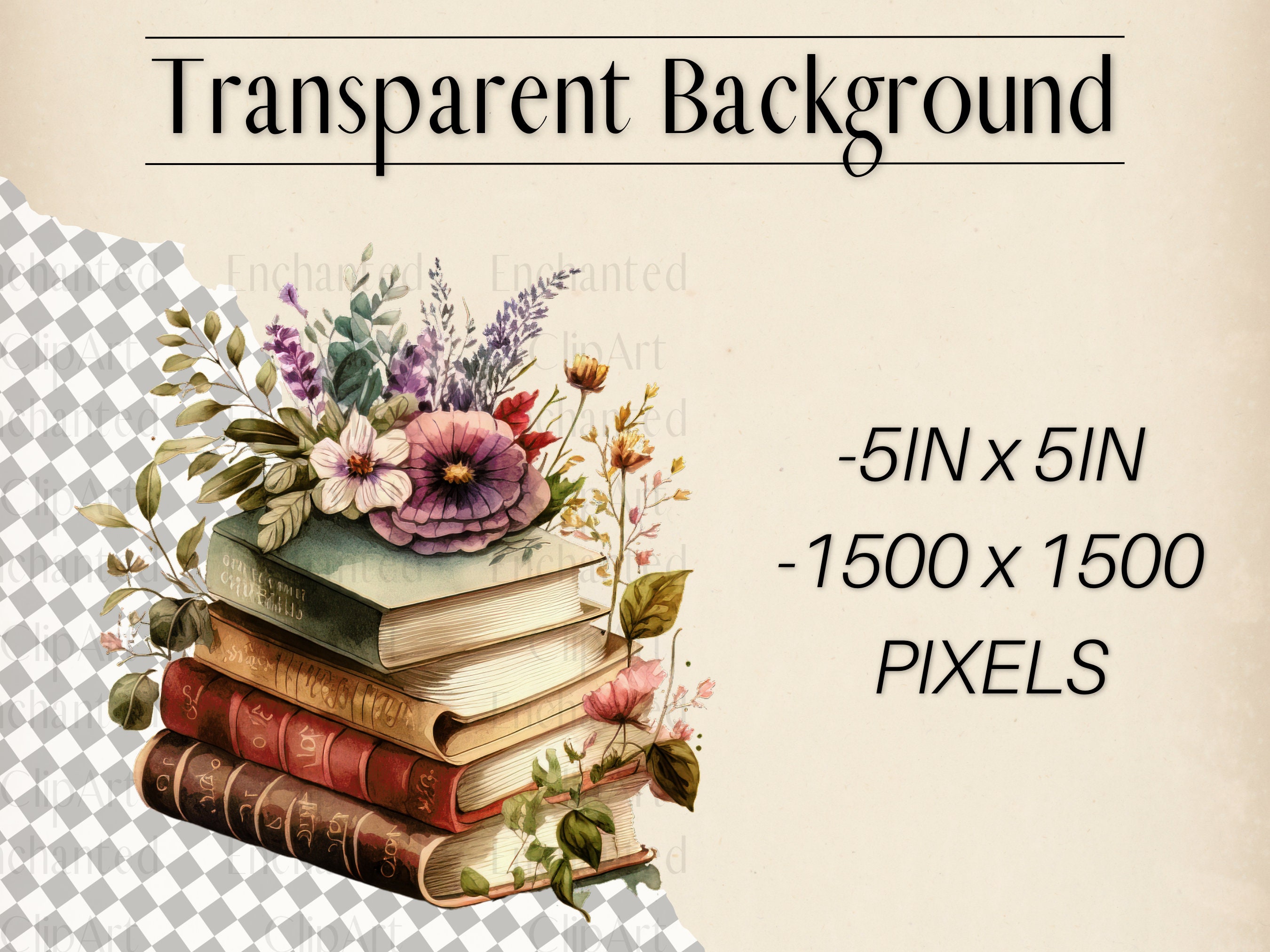 Watercolor Book Clipart Bundle, Scrapbook Ephemera for Booklover ...