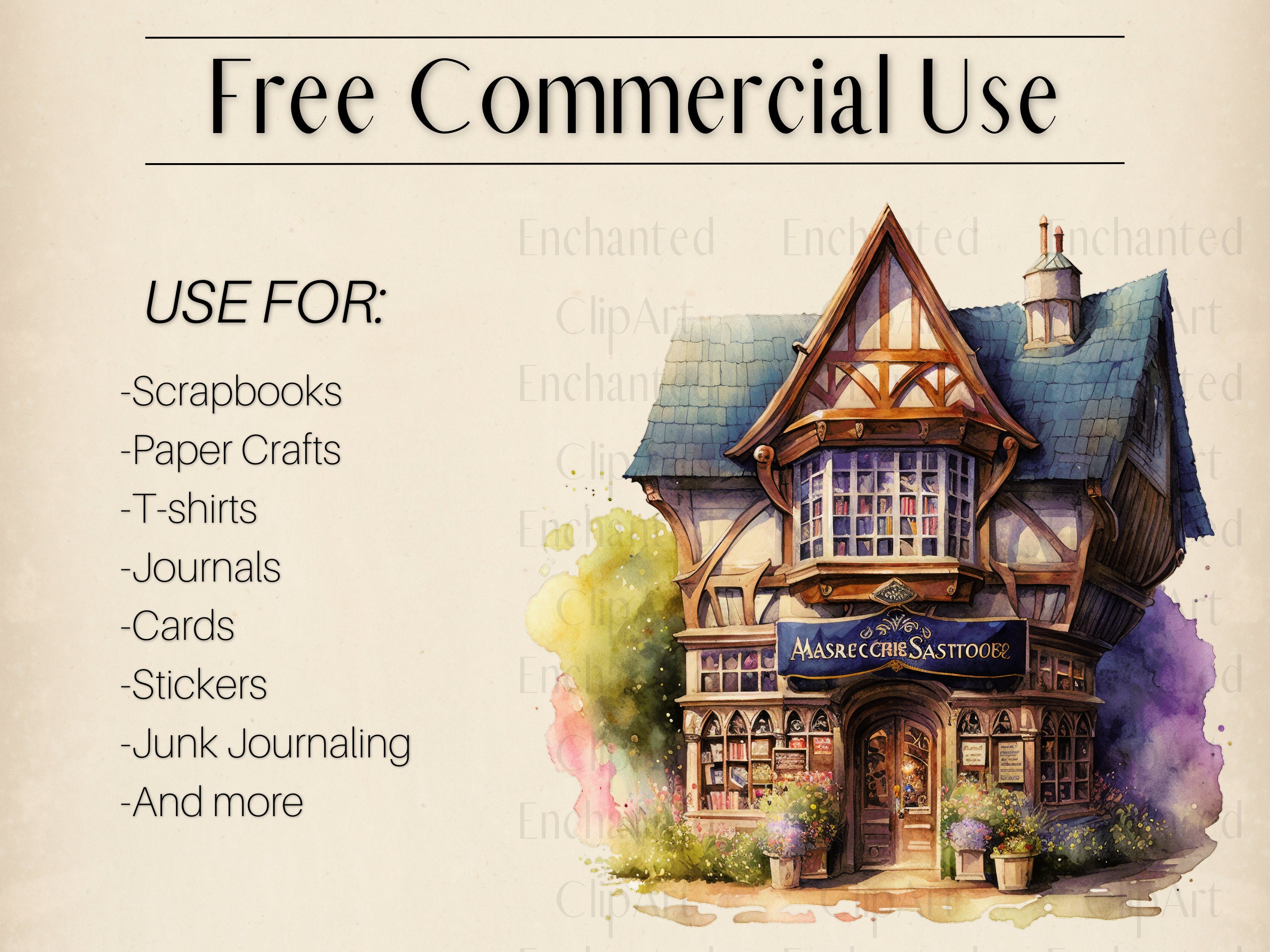 Fantasy Bookstore Clipart Bundle, Books Clipart, Watercolor Clipart ...