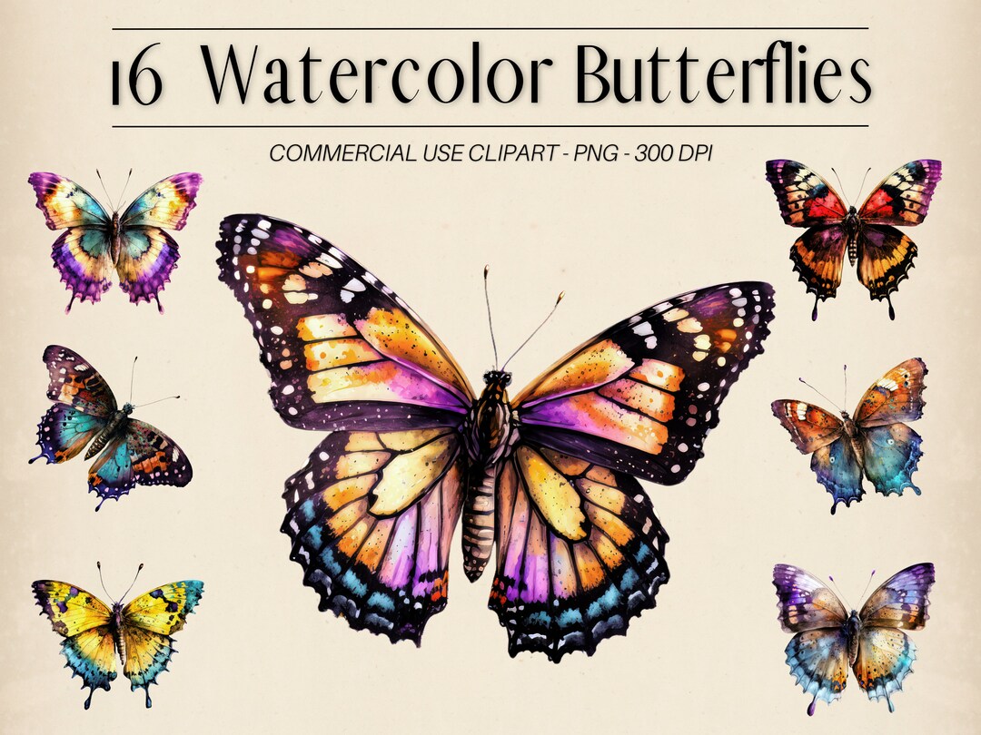 Watercolor Butterfly Clipart Bundle, Bug Clipart, Watercolor Clipart ...