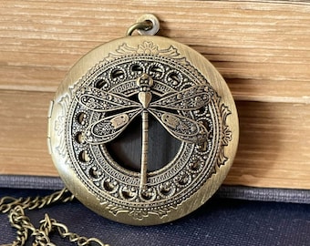 Turquoise Dragonfly Locket Necklace, Antique Style/anniversary ...