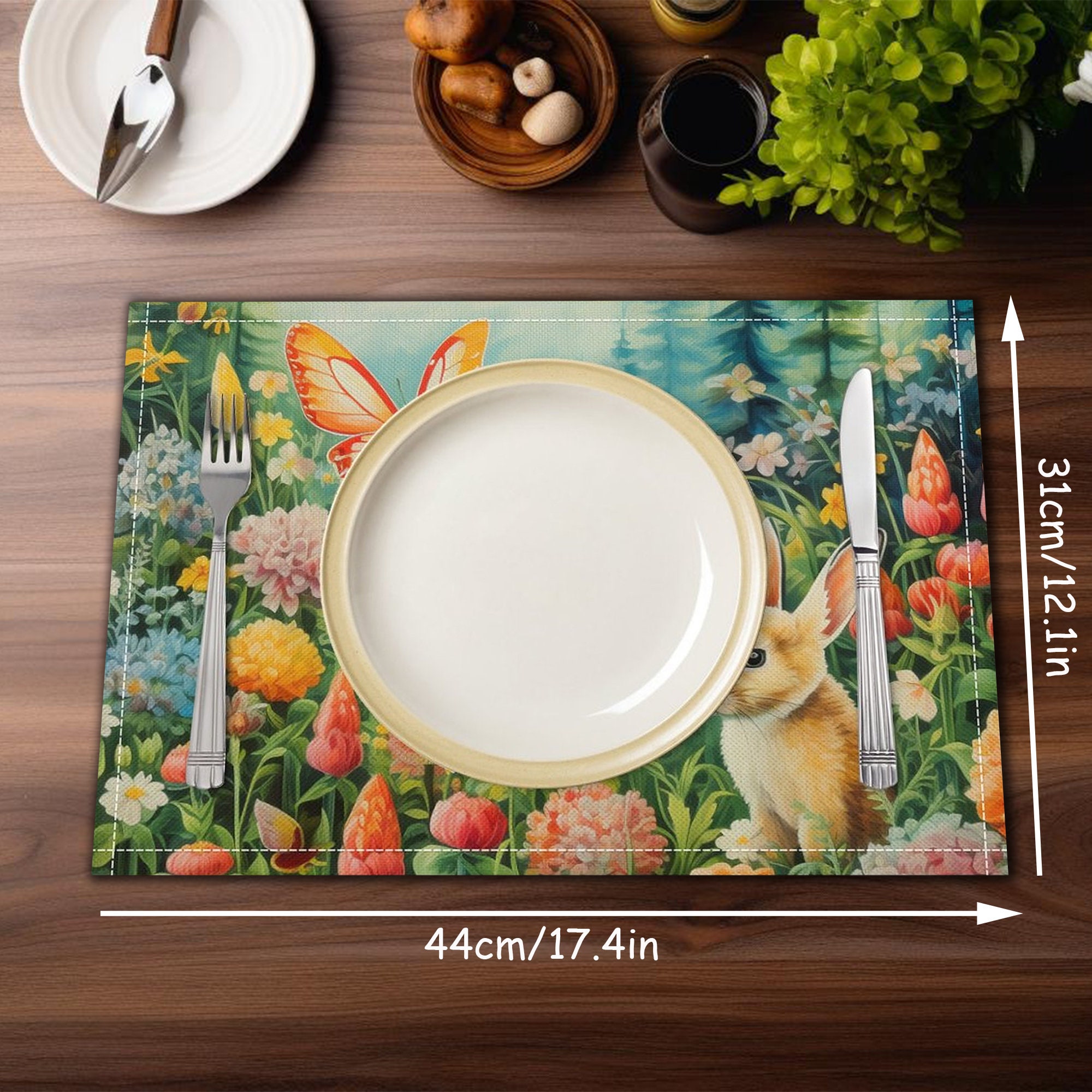 Rabbit Placemat Flower Placemat Butterfly Placemat Garden - Etsy
