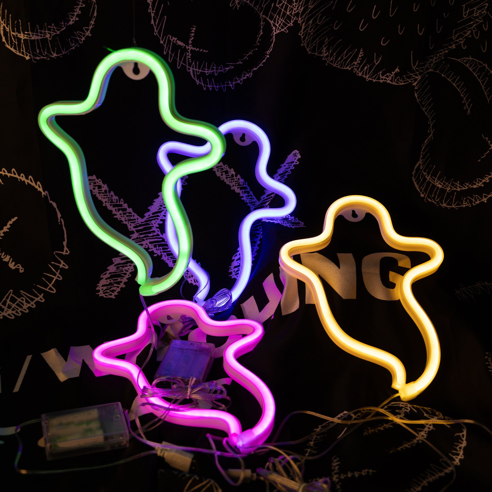 Ghost Neon Light Funny Neon Sign Cute Ghost Led Sign LED Neon Sign Wall ...