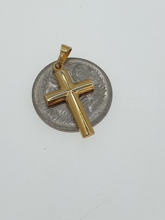 Estate 375 9ct Yellow Gold Religious Cross Double Sid… - Gem