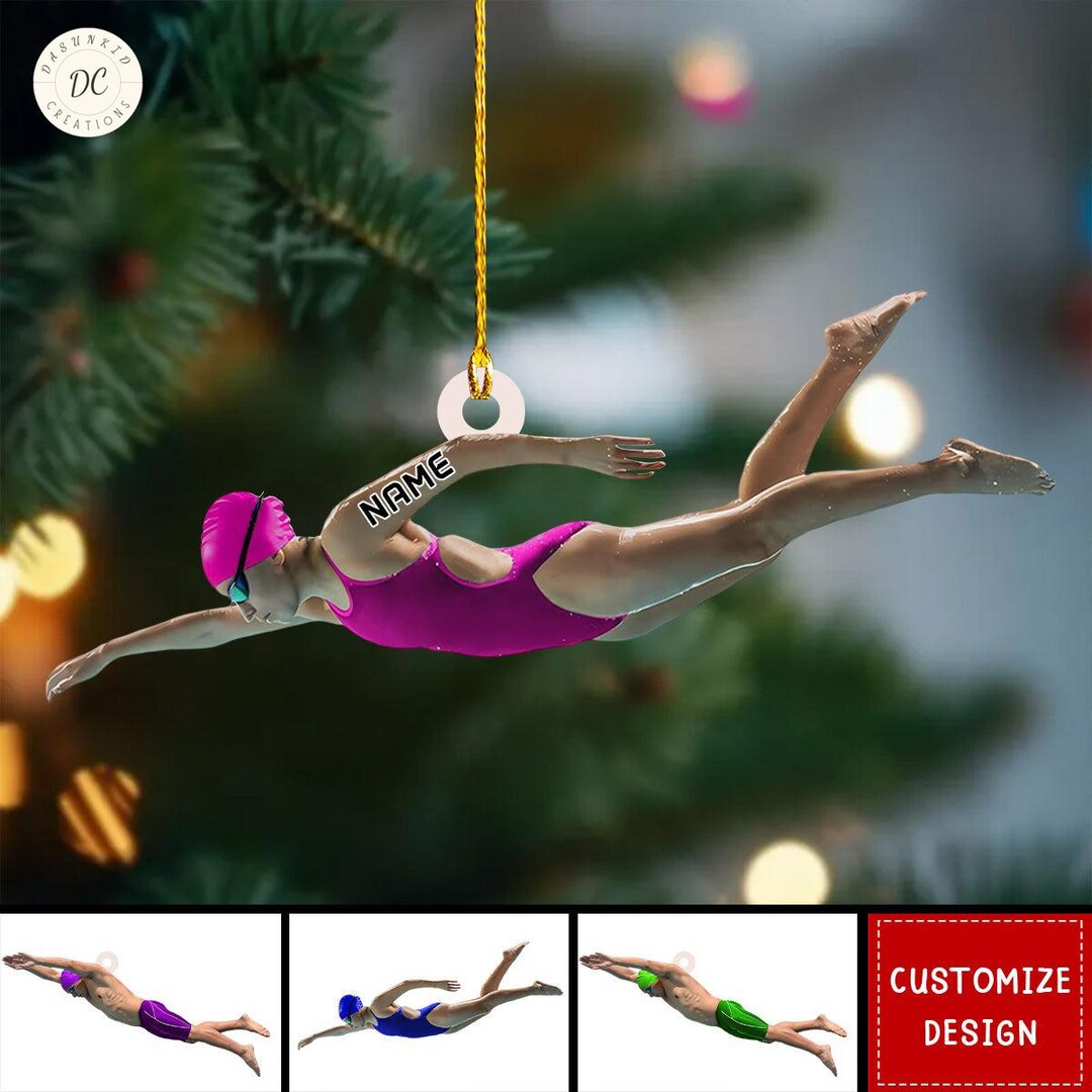 Personalized Swimming Ornament, Swimmer Gift, Swimmer Keepsake, Custom ...