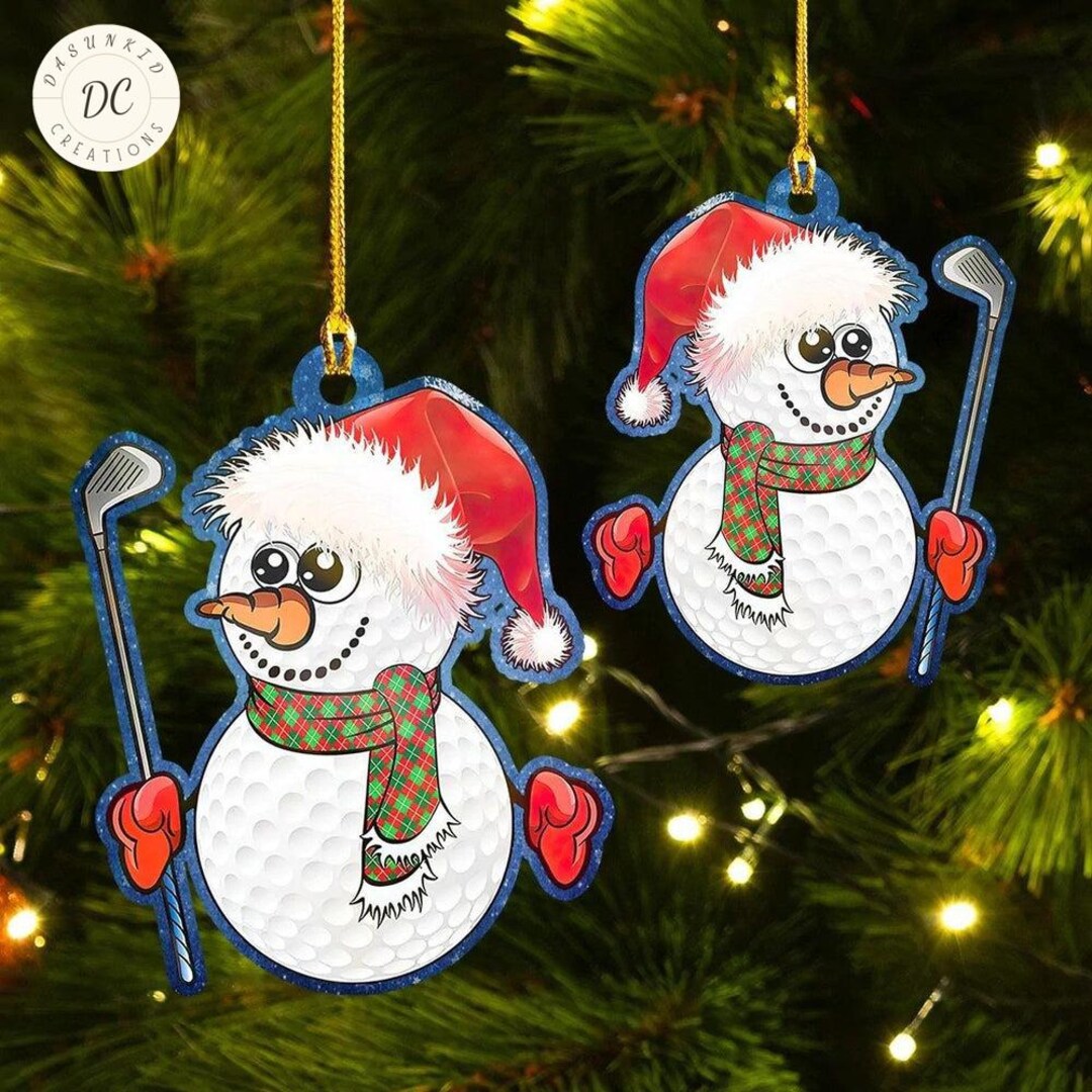 Personalized Golfer Snowman Shaped Ornament, Golfer Snowman Ornament ...