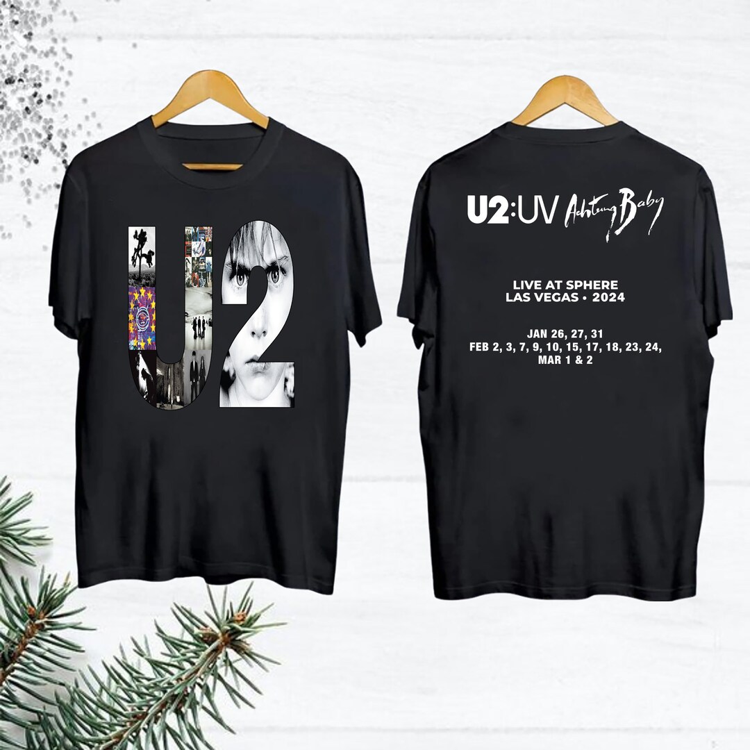 U2 Band 2024 Concert Merch, Achtung Baby Tour 2024 U2 Band Tshirt, Achtung Baby Live at Sphere ...