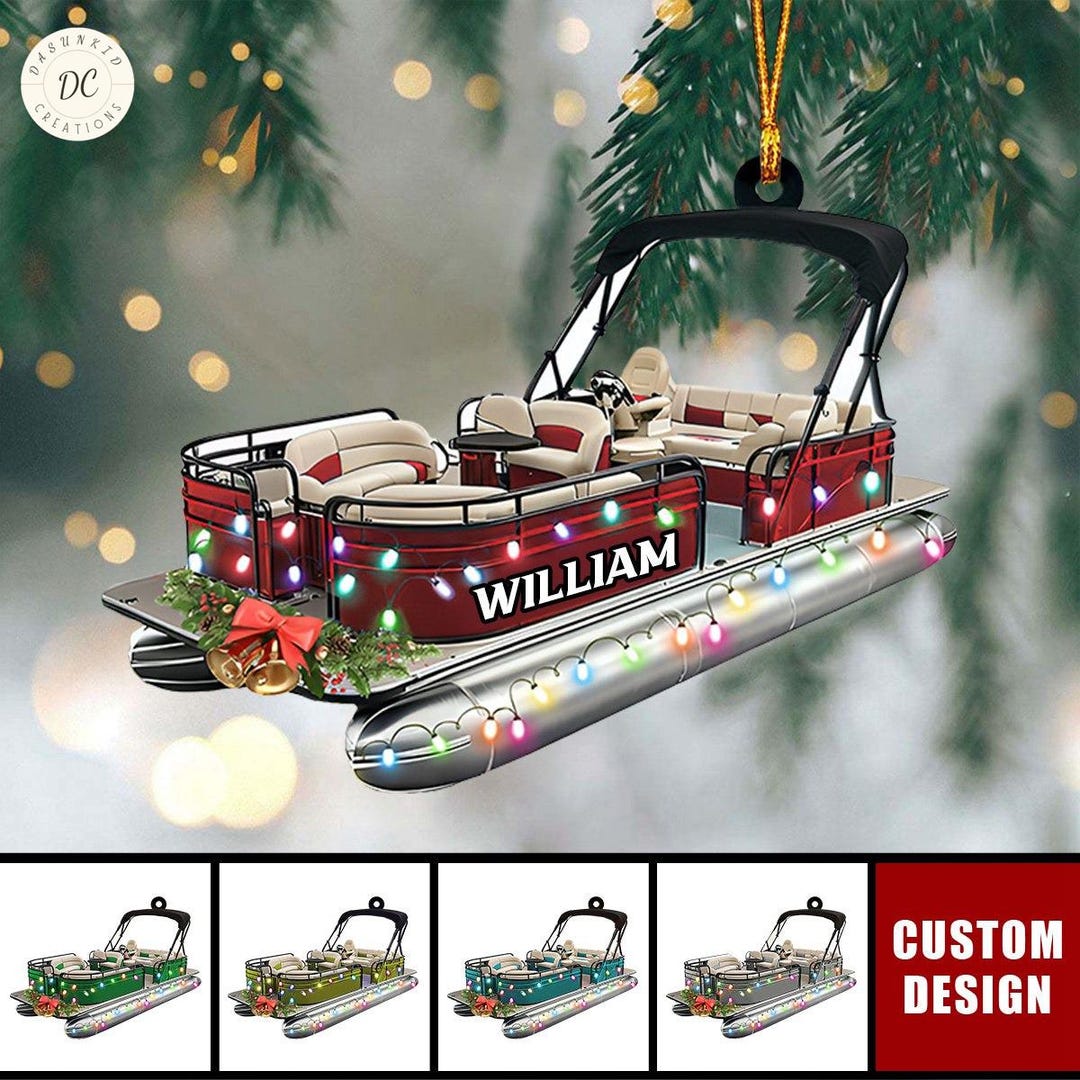 Personalized Pontoon Boat Shaped Ornament, Boat Custom Ornament ...