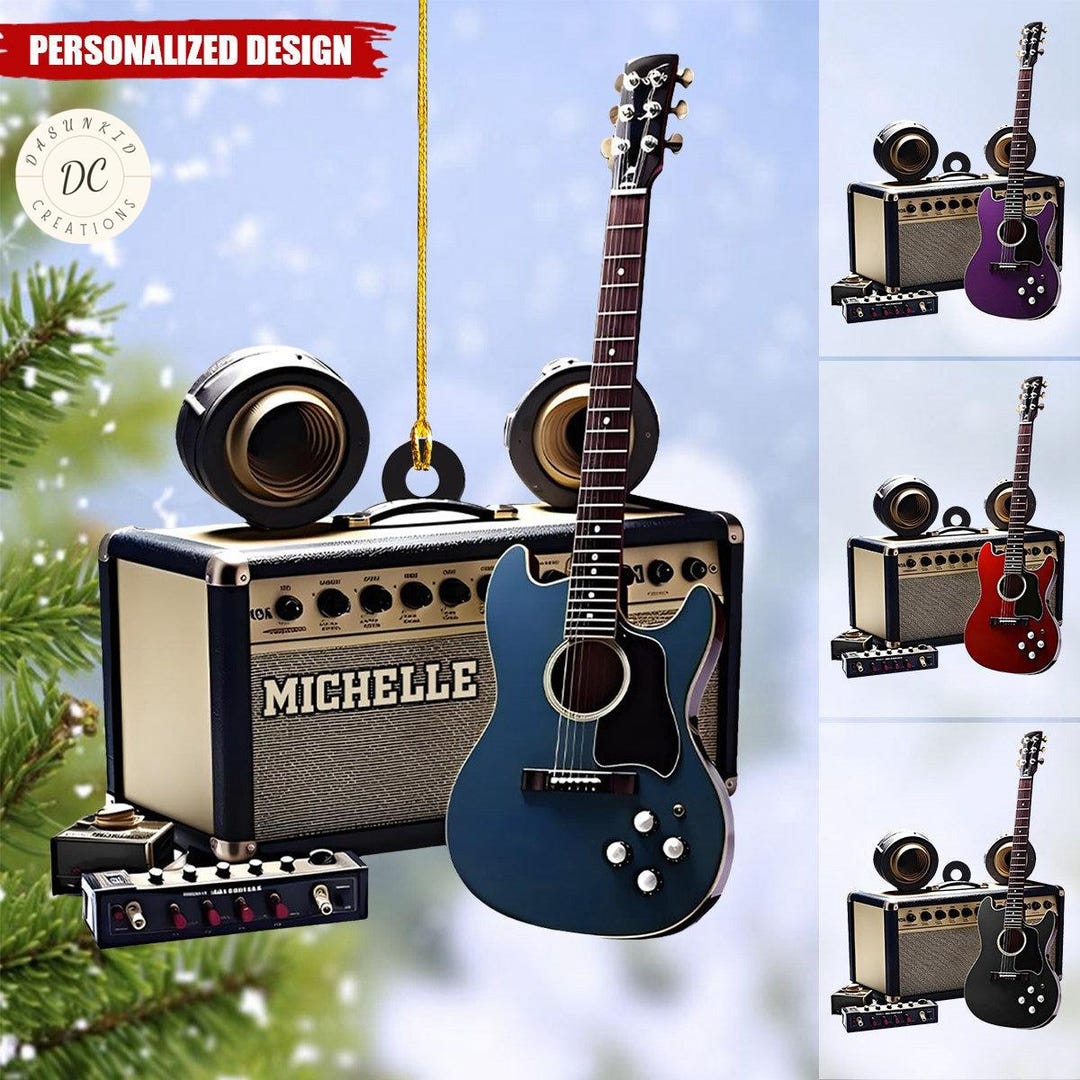 Personalized Guitar Shaped Ornament, Guitar Keepsake, Custom Guitar ...