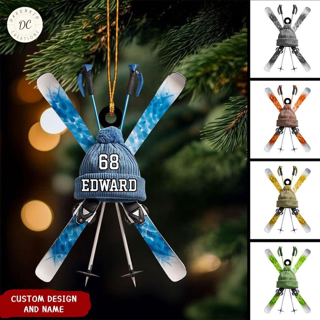 Personalized Skiing Ornament, Snowboard Keepsake, Skiing Gift, Custom ...