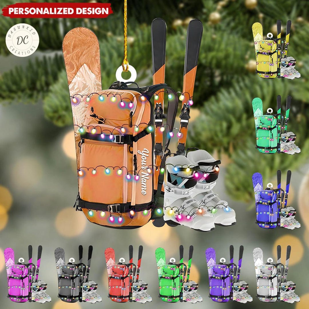 Personalized Snow Skiing Ornament, Snowboard Keepsake, Skiing Gift ...