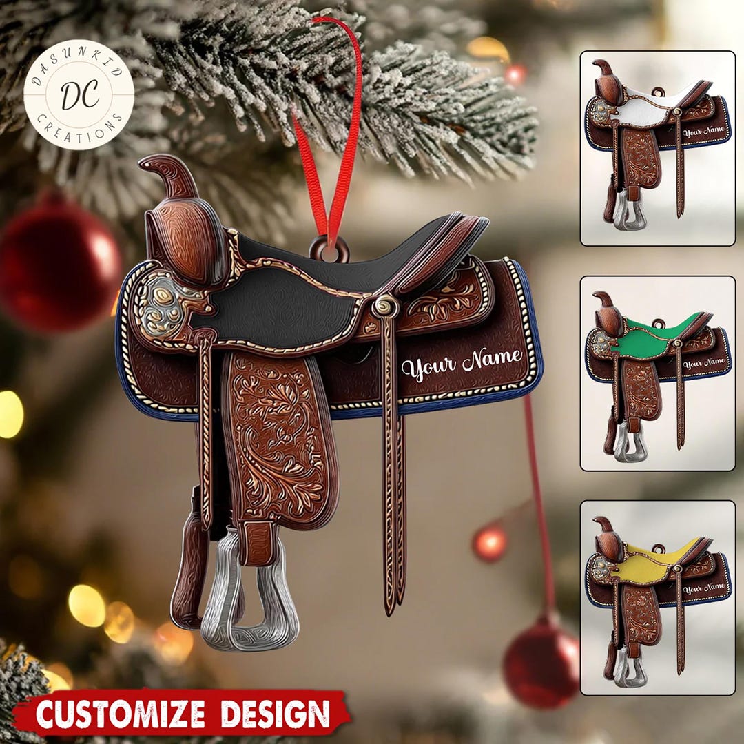 Personalized Equestrian Saddle Ornament, Horse Riding Saddles Ornament ...