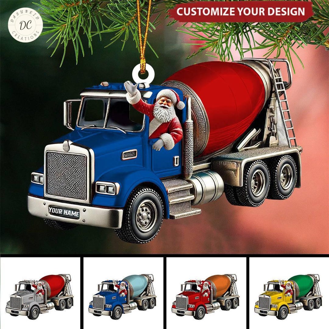 Personalized Cement Mixer Santa Shaped Ornament, Cement Mixer Lover ...