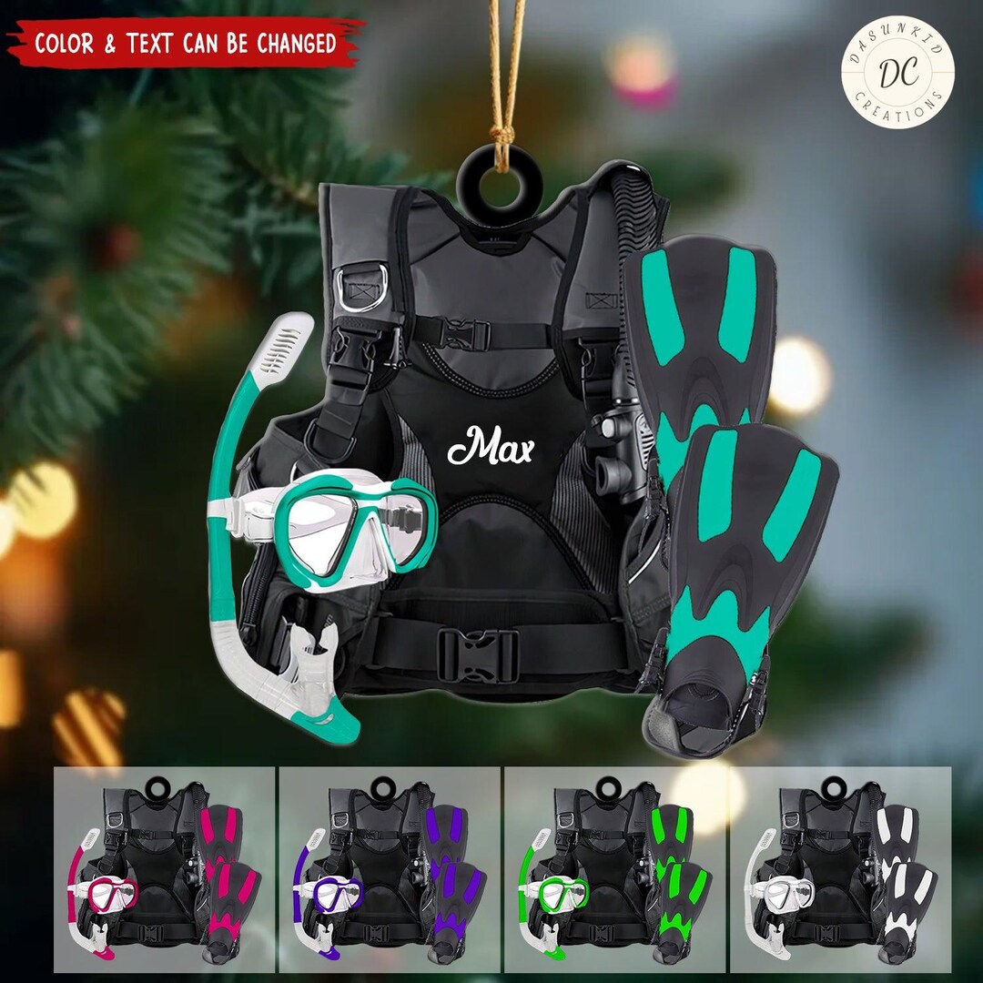 Personalized Scuba Diving Gear Ornament, Diving Lover Gift, Scuba Diver ...