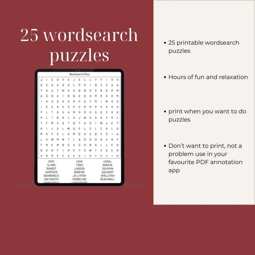 Printable Word Search Bundle - Instant Download Puzzle Pack - Etsy