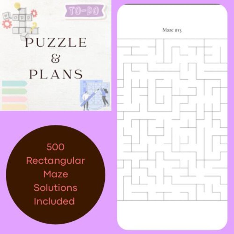 500 Printable Rectangular Maze Puzzles - Instant Download With ...