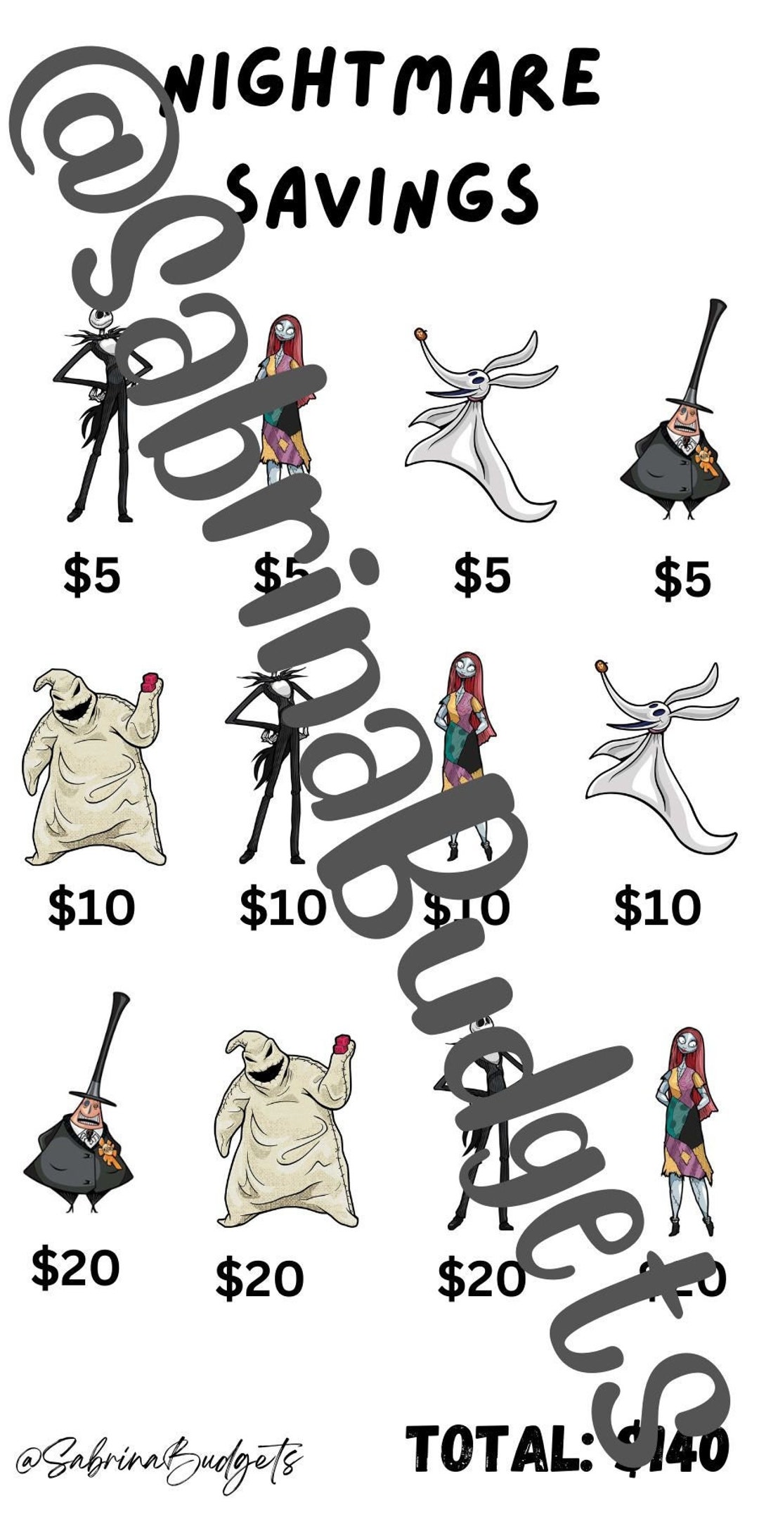 Nightmare Savings Challenge - Etsy