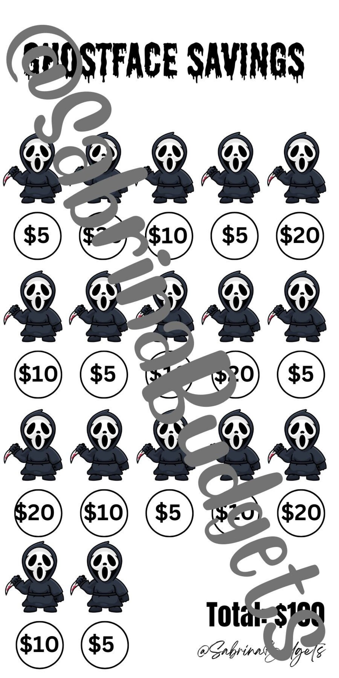 Ghostface Savings Challenge - Etsy