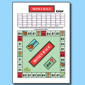 Money Race Savings Challenge - Printable Savings Game & Budget Tracker ...
