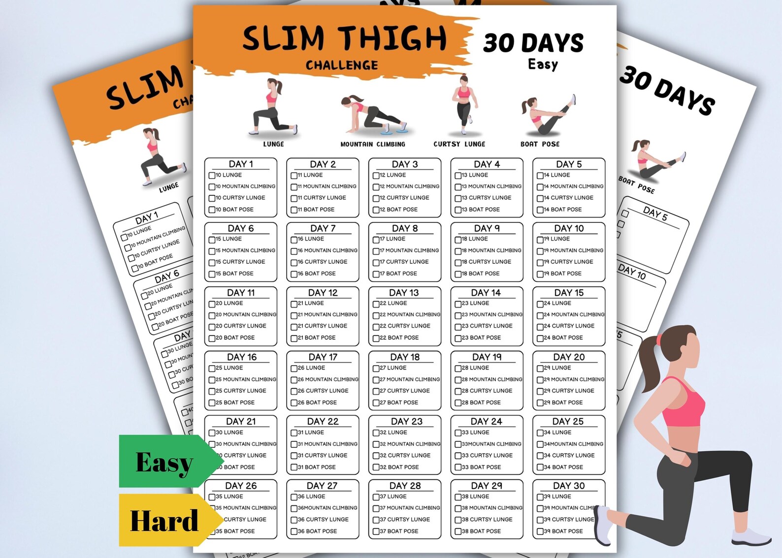 30-day Slim Thigh Challenge Printable | Fitness Tracker | Workout Plan ...