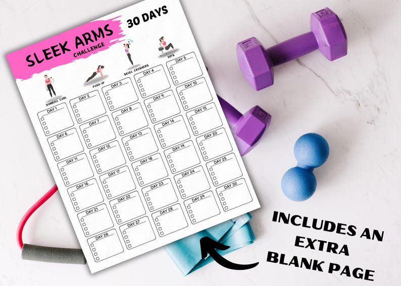30 Day Sleek Arm Challenge | Printable Workout Plan | Home Fitness ...