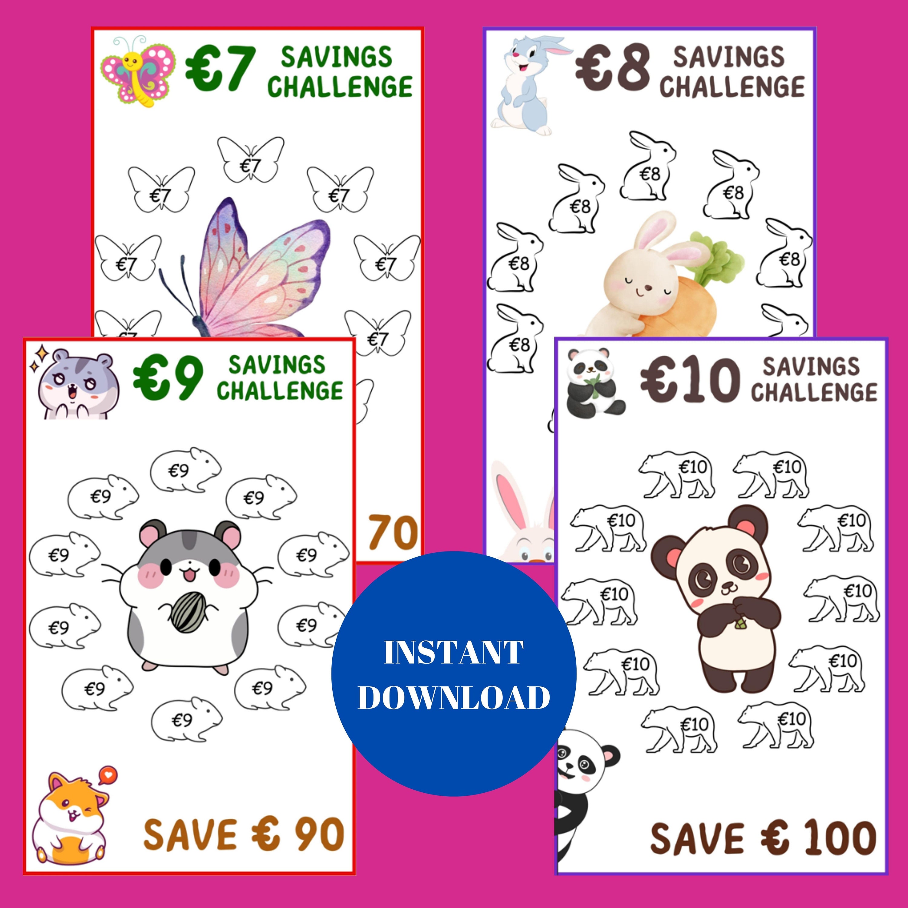Euro Kids Savings Challenge, Children Saving Tracker, Savings Challenge ...