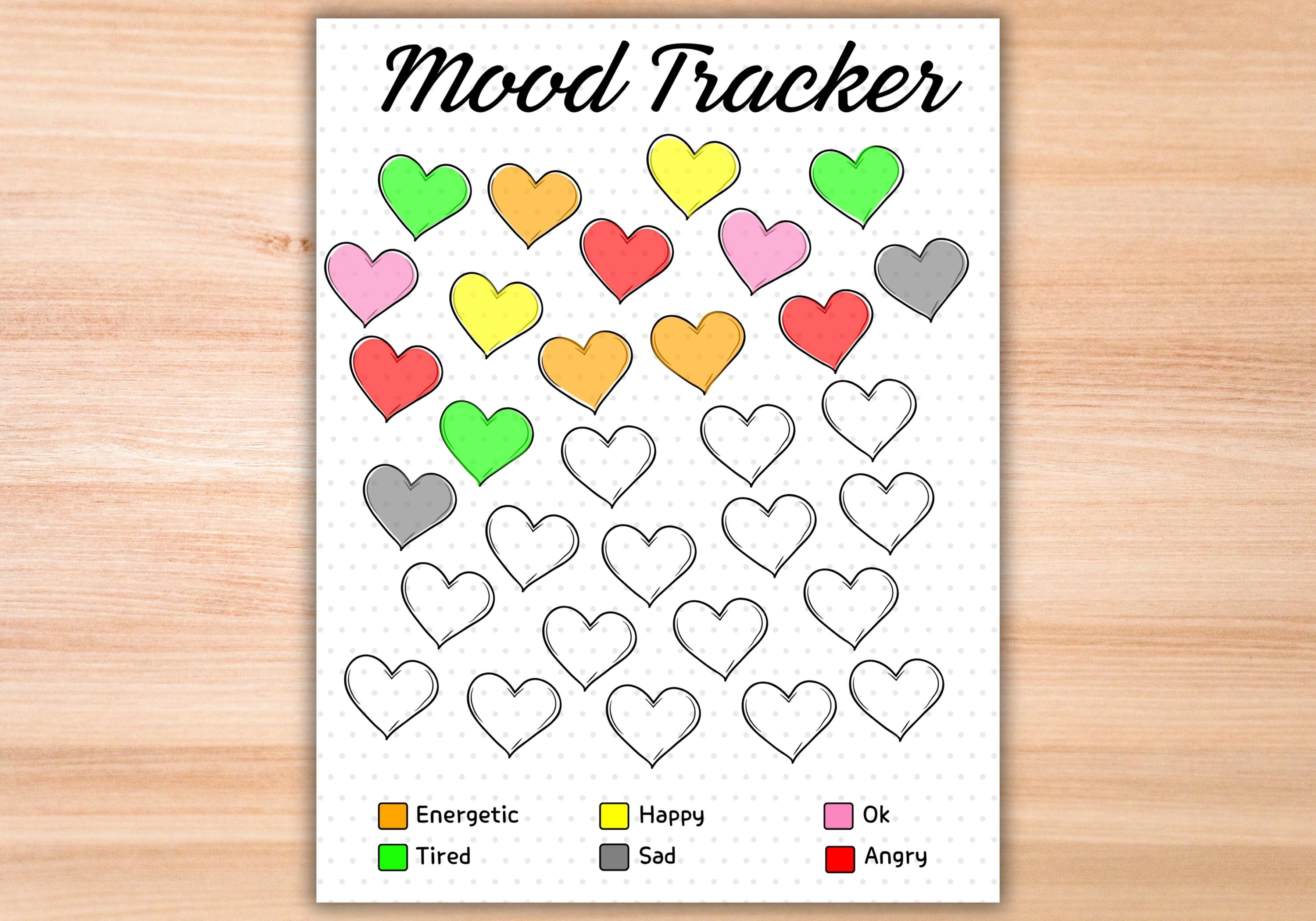 Heart Mood Tracker: Printable Journal Template (digital Planner) - Etsy