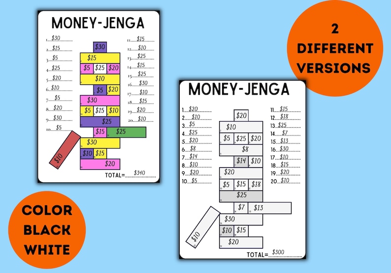 Money Jenga Savings Challenge: Printable Budgeting Game (PDF Pattern ...