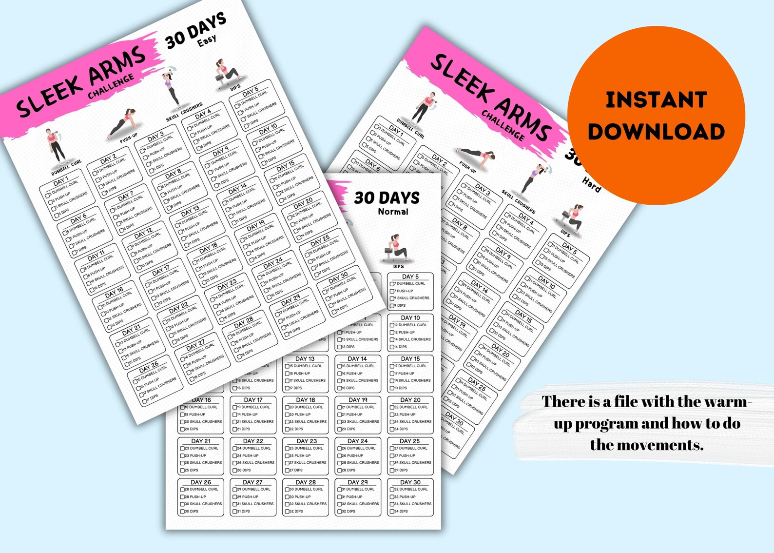 30 Day Sleek Arm Challenge | Printable Workout Plan | Home Fitness ...