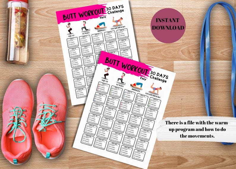30-day Butt Lift Workout Challenge: Home Fitness (printable PDF) - Etsy