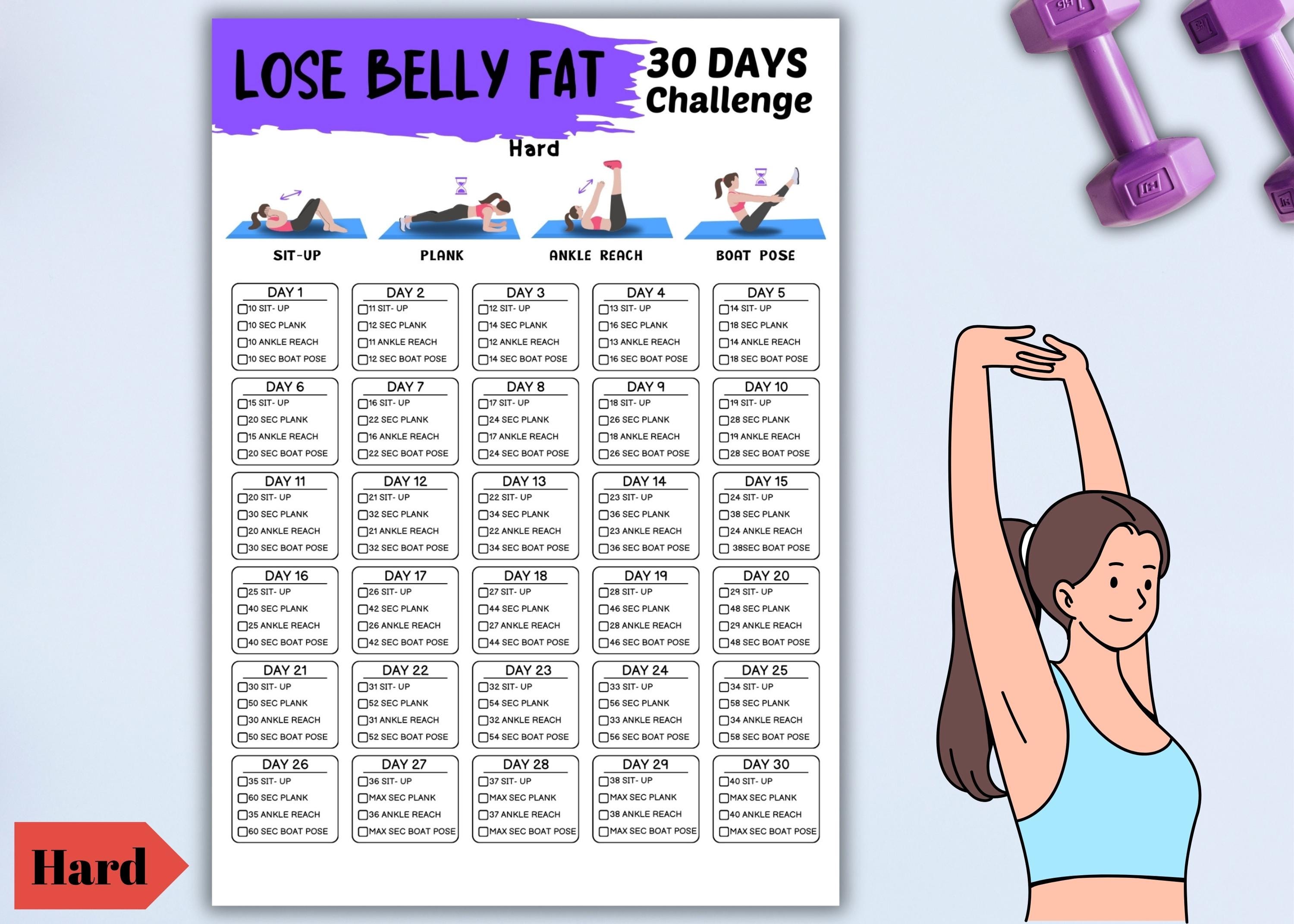 30-day Belly Fat Burn Challenge: Home Workout Plan (printable PDF) - Etsy