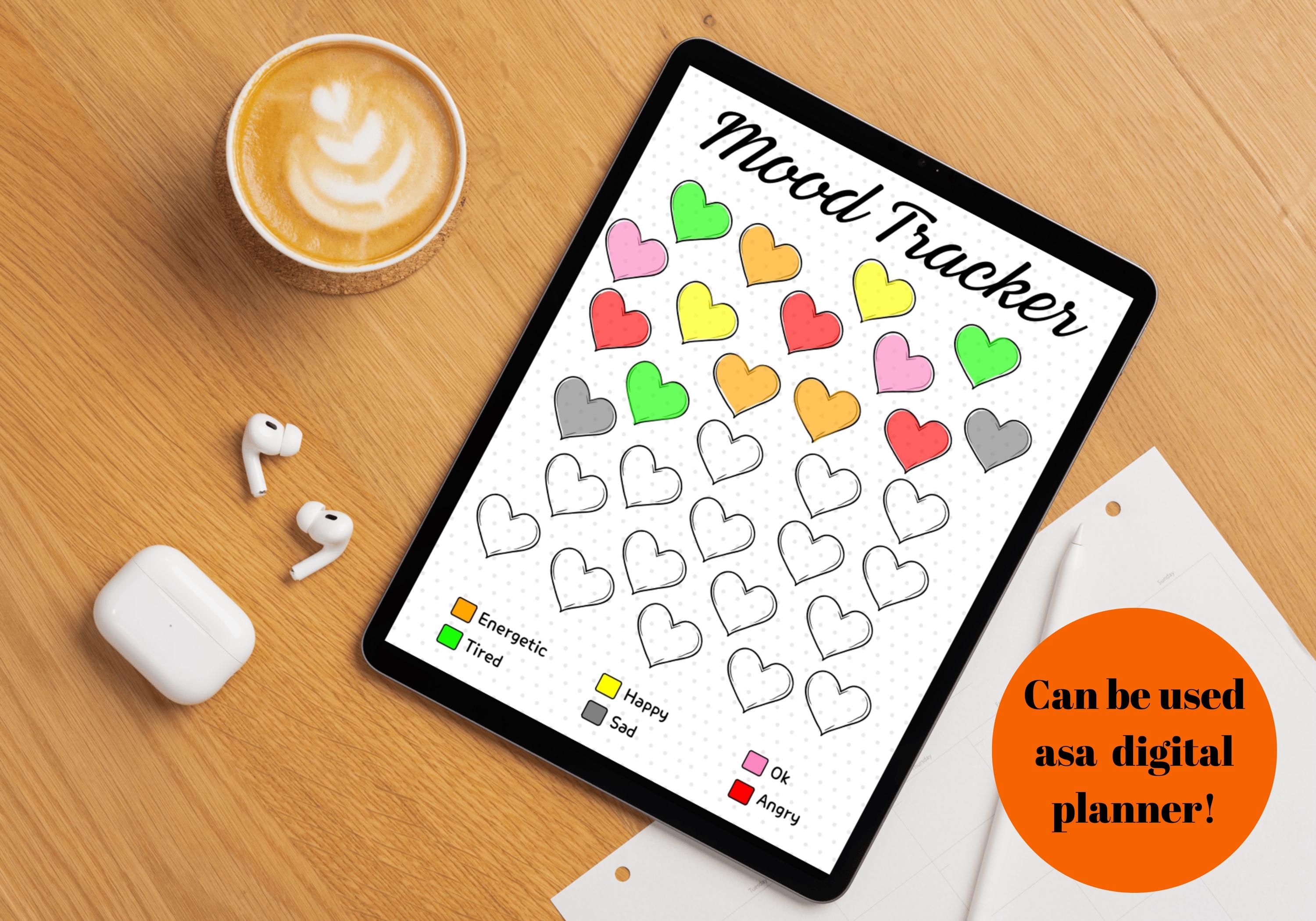 Heart Mood Tracker: Printable Journal Template (digital Planner) - Etsy