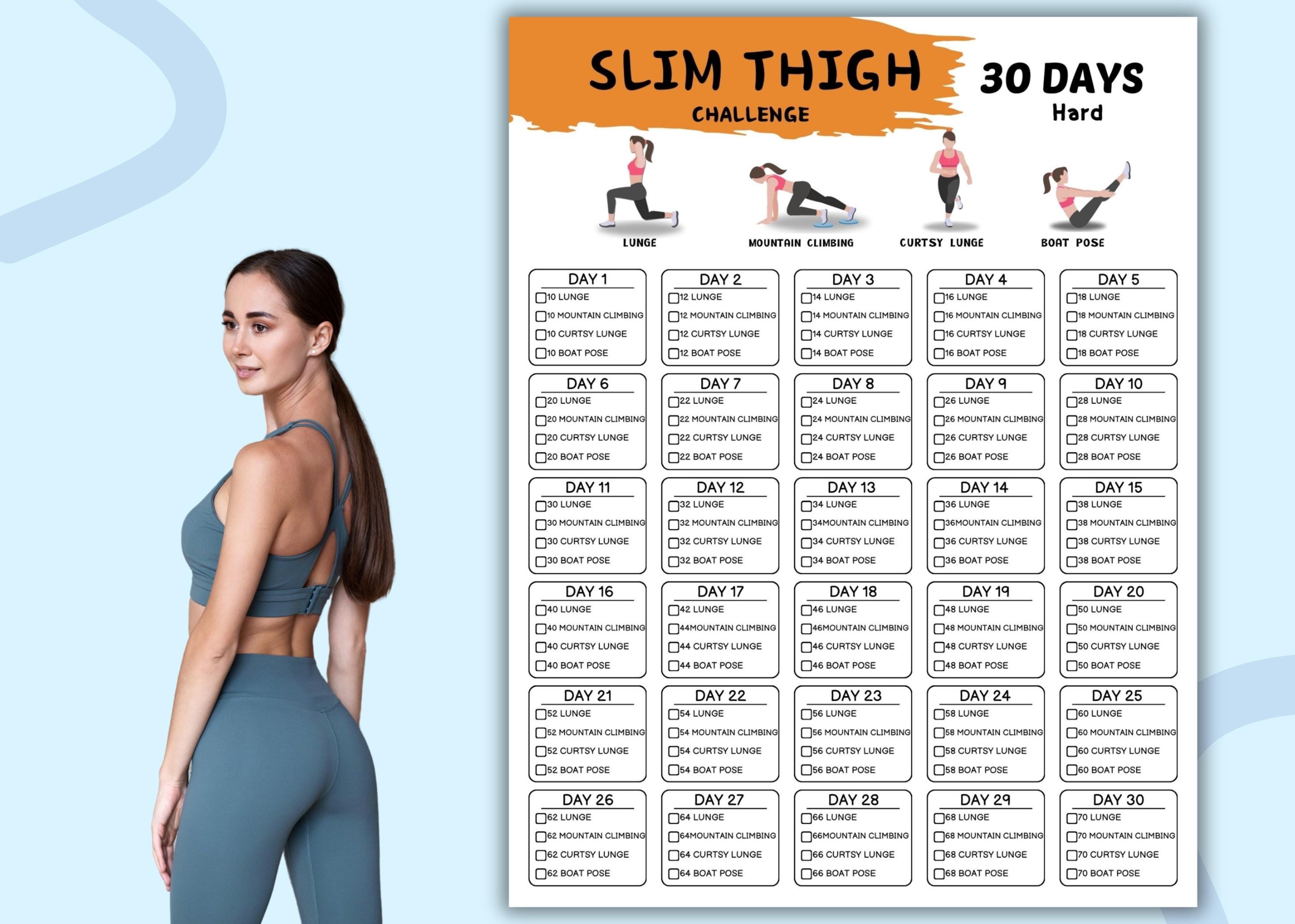30-day Slim Thigh Challenge Printable | Fitness Tracker | Workout Plan ...