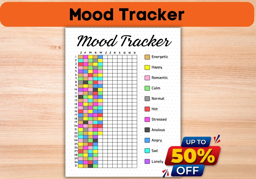 Printable Daily Mood Tracker: Feelings and Emotions (annual Planner) - Etsy