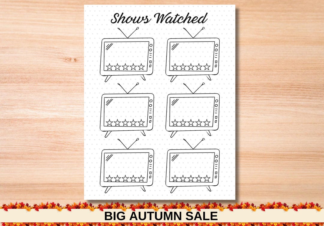 Shows Watched Tracker Planner Page TV Tracker Program Tracker Printable ...