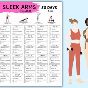 30 Day Sleek Arm Challenge | Printable Workout Plan | Home Fitness ...