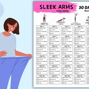 30 Day Sleek Arm Challenge | Printable Workout Plan | Home Fitness ...