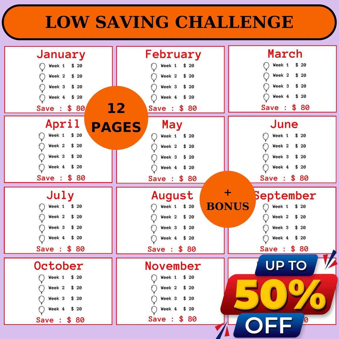 Low Income Savings Challenge Printable, A6 Mini Savings Challenge ...