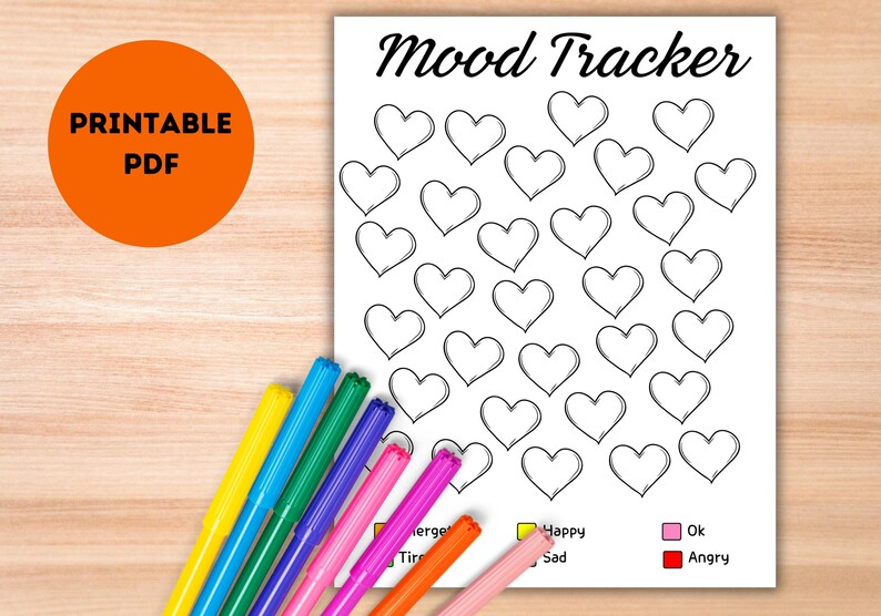 Heart Mood Tracker: Printable Journal Template (digital Planner) - Etsy