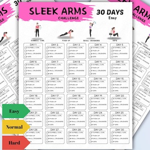30 Day Sleek Arm Challenge | Printable Workout Plan | Home Fitness ...