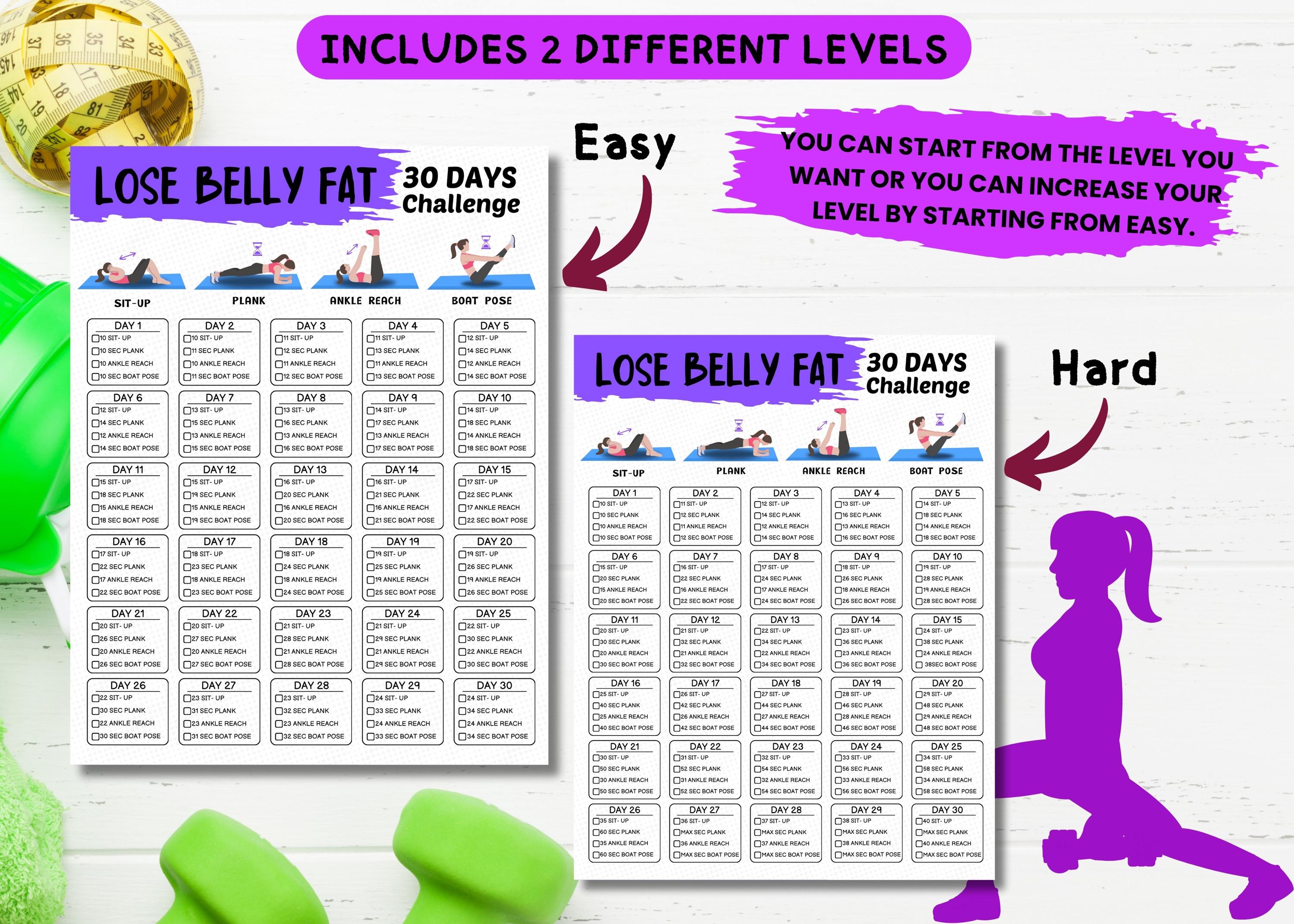 30-day Belly Fat Burn Challenge: Home Workout Plan (printable PDF) - Etsy