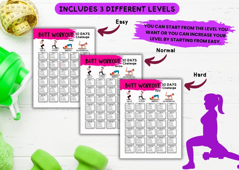 30-day Butt Lift Workout Challenge: Home Fitness (printable PDF) - Etsy