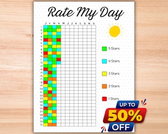 Rate My Day - PRINTABLE Journal Page - Printable Planner Page - Daily ...