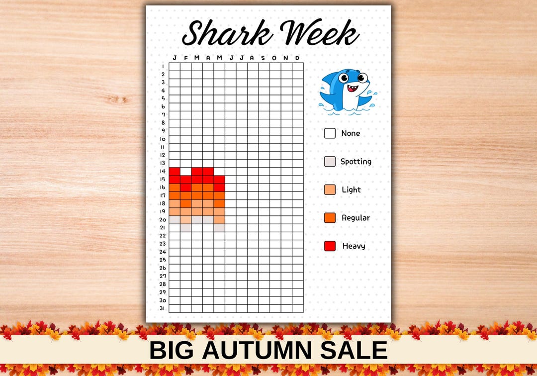Shark Week Period Tracker PRINTABLE Bullet Journal Page Ovulation ...