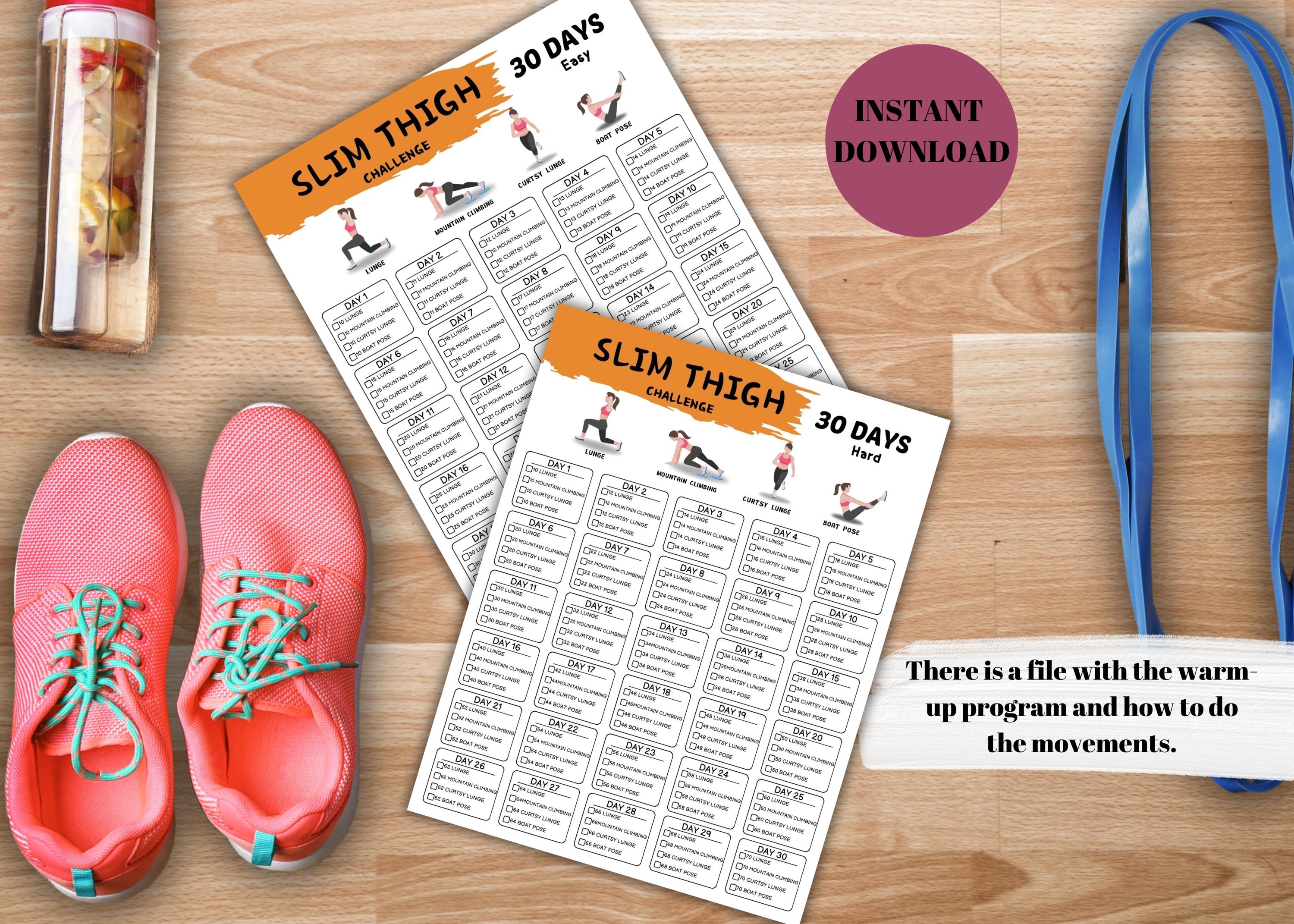 30-day Slim Thigh Challenge Printable | Fitness Tracker | Workout Plan ...
