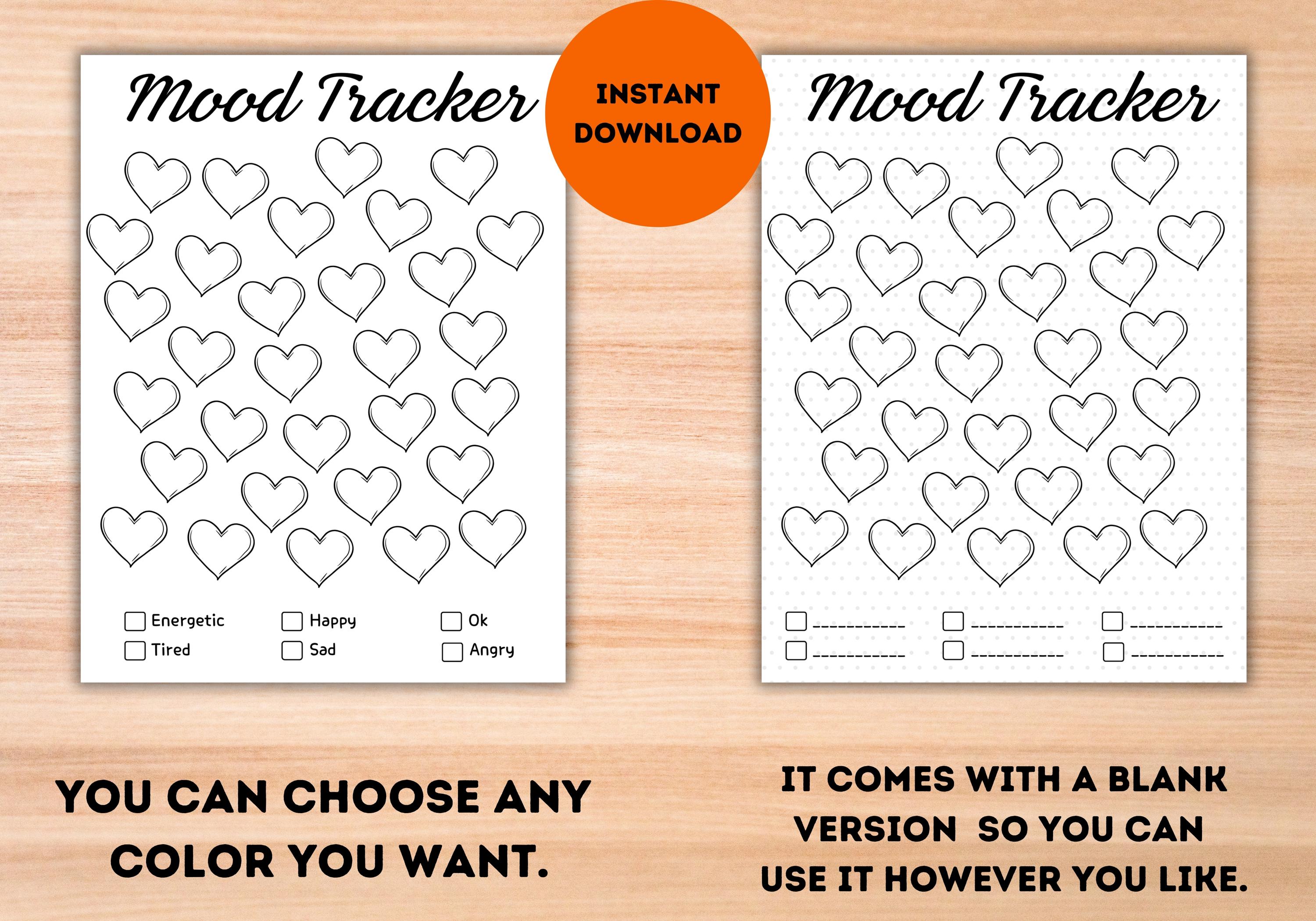 Heart Mood Tracker: Printable Journal Template (digital Planner) - Etsy