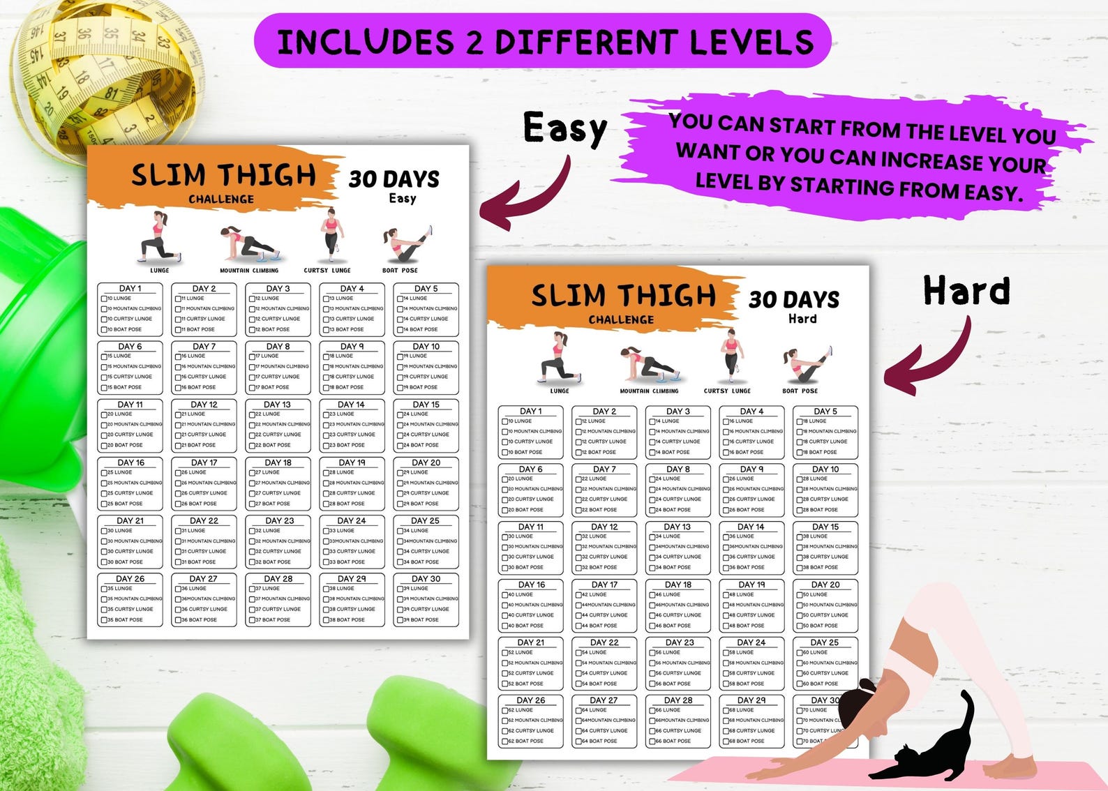 30-day Slim Thigh Challenge Printable | Fitness Tracker | Workout Plan ...