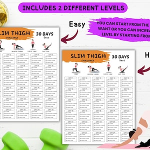 30-day Slim Thigh Challenge Printable | Fitness Tracker | Workout Plan ...