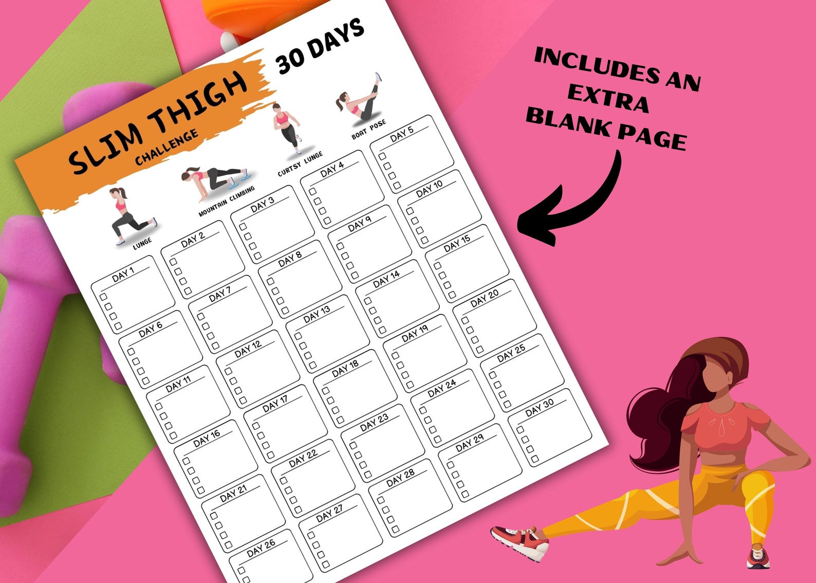 30-day Slim Thigh Challenge Printable | Fitness Tracker | Workout Plan ...
