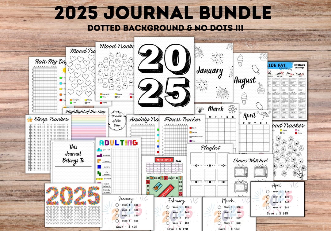2025 Printable Journal Bundle A5 & A4 Sizes Digital Planner, Mood ...