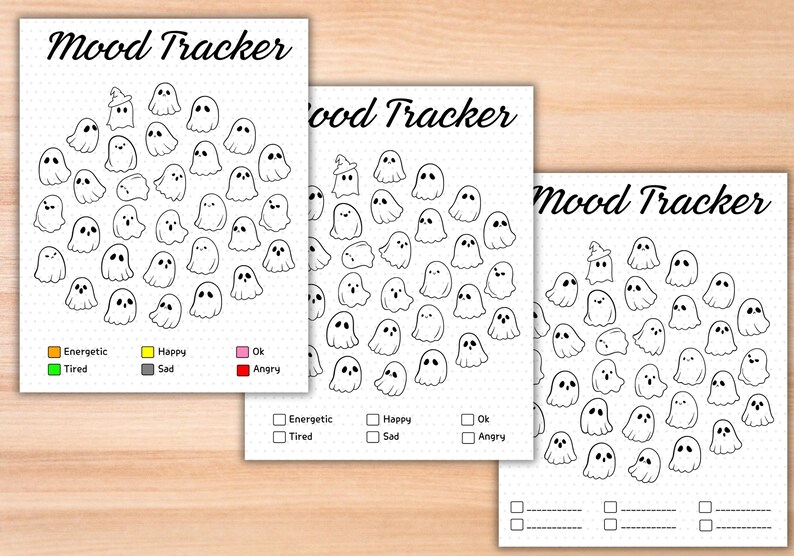 Ghost Mood Tracker - Printable Journal Page - Daily Mood Log - Feelings ...